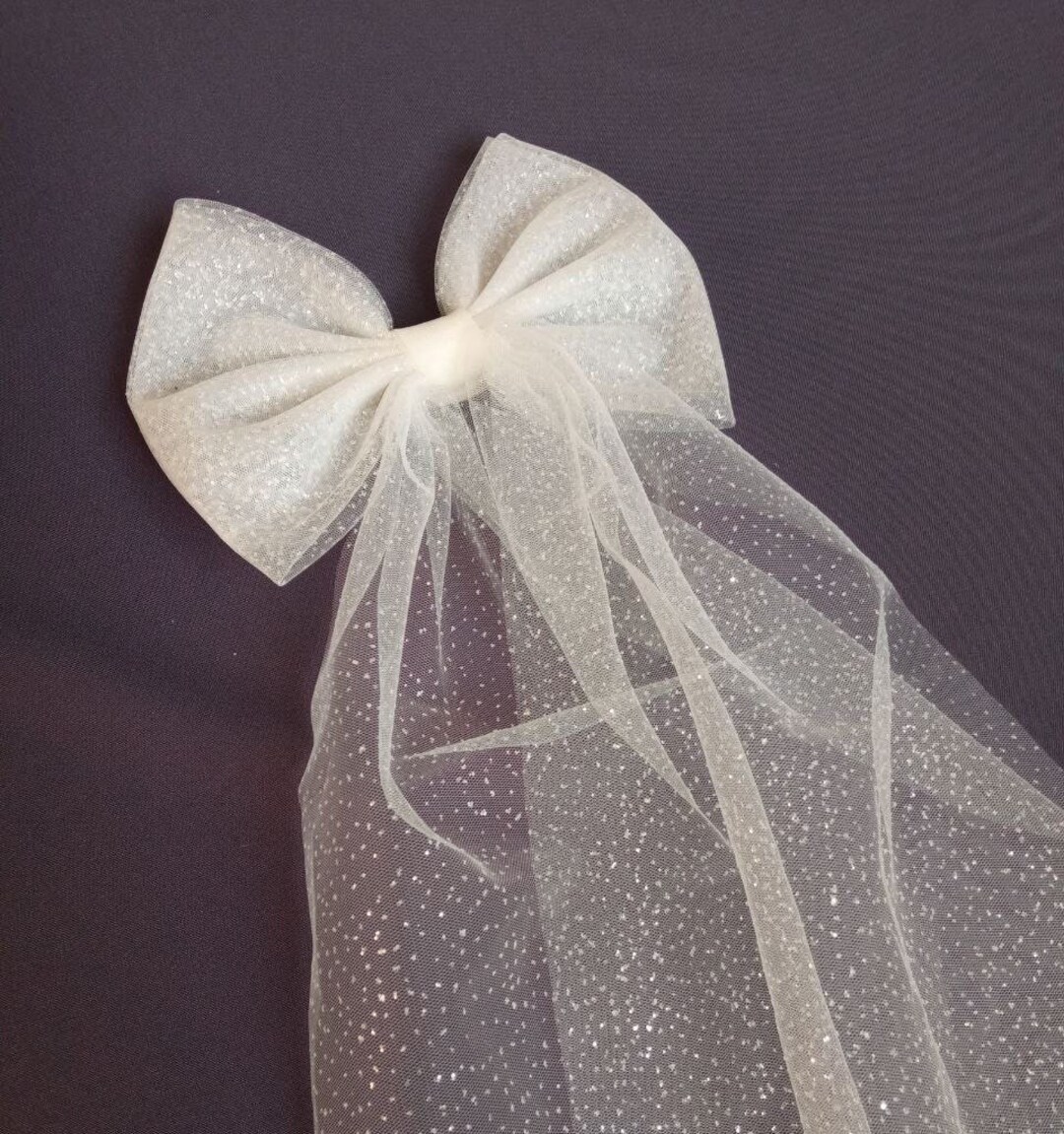 Bridal Hair Bow Glitter Ivory Bow Hair Wedding Hair Bow Bride - Etsy