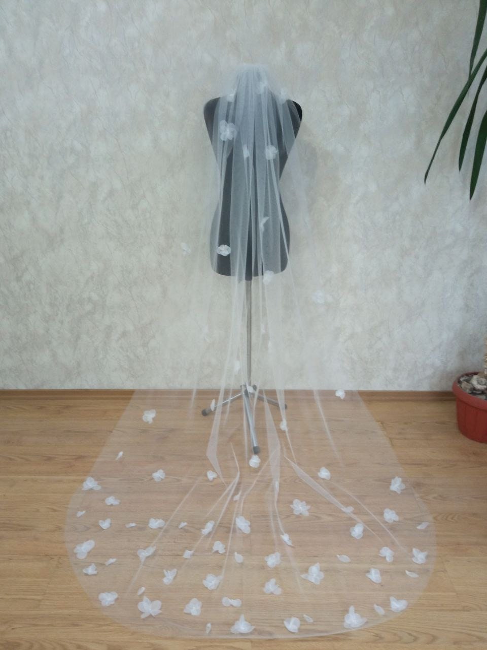 Veil Flowers Wedding Veil Cathedral Veil Flower Veil Floral - Etsy