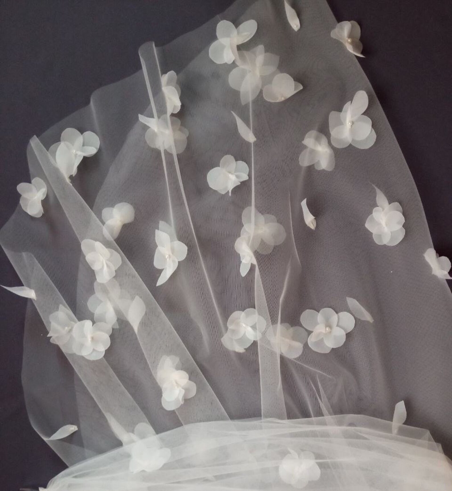 Veil Flowers Wedding Veil Cathedral Veil Flower Veil Floral - Etsy