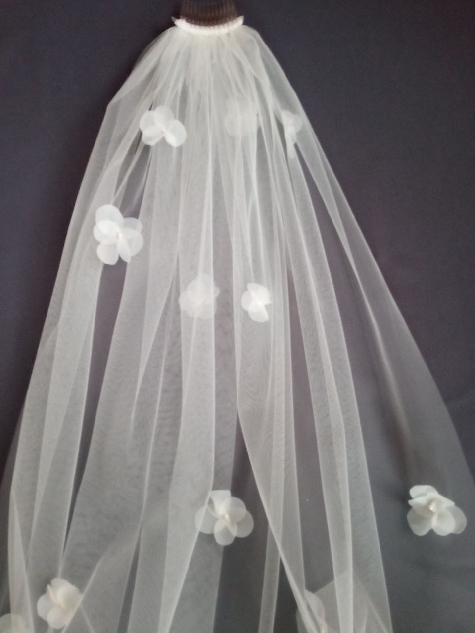 Veil Flowers Wedding Veil Cathedral Veil Flower Veil Floral - Etsy