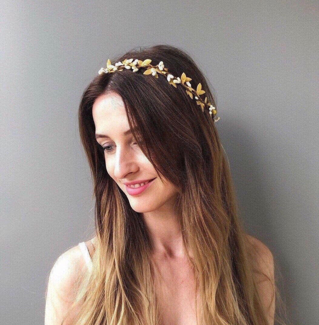 Gold Crown Wedding Laurel Wreath Greek Headpiece Cesar Crown | Etsy