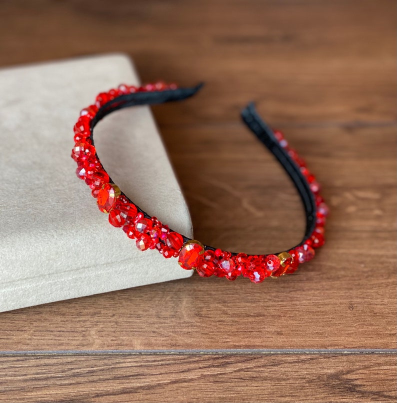 Double Headband Bridal Red Double Tiara Baroque Bridal - Etsy