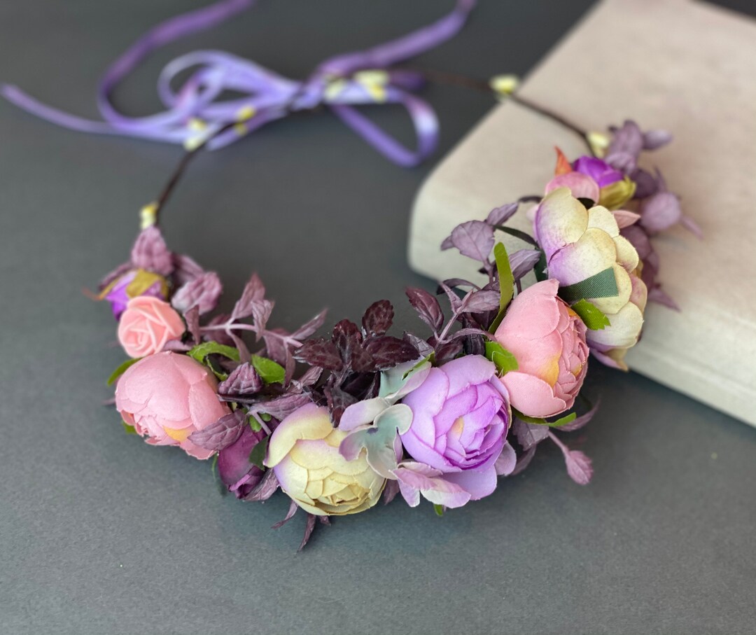 Purple Blush Flower Crown Wedding Floral Crown Wedding - Etsy