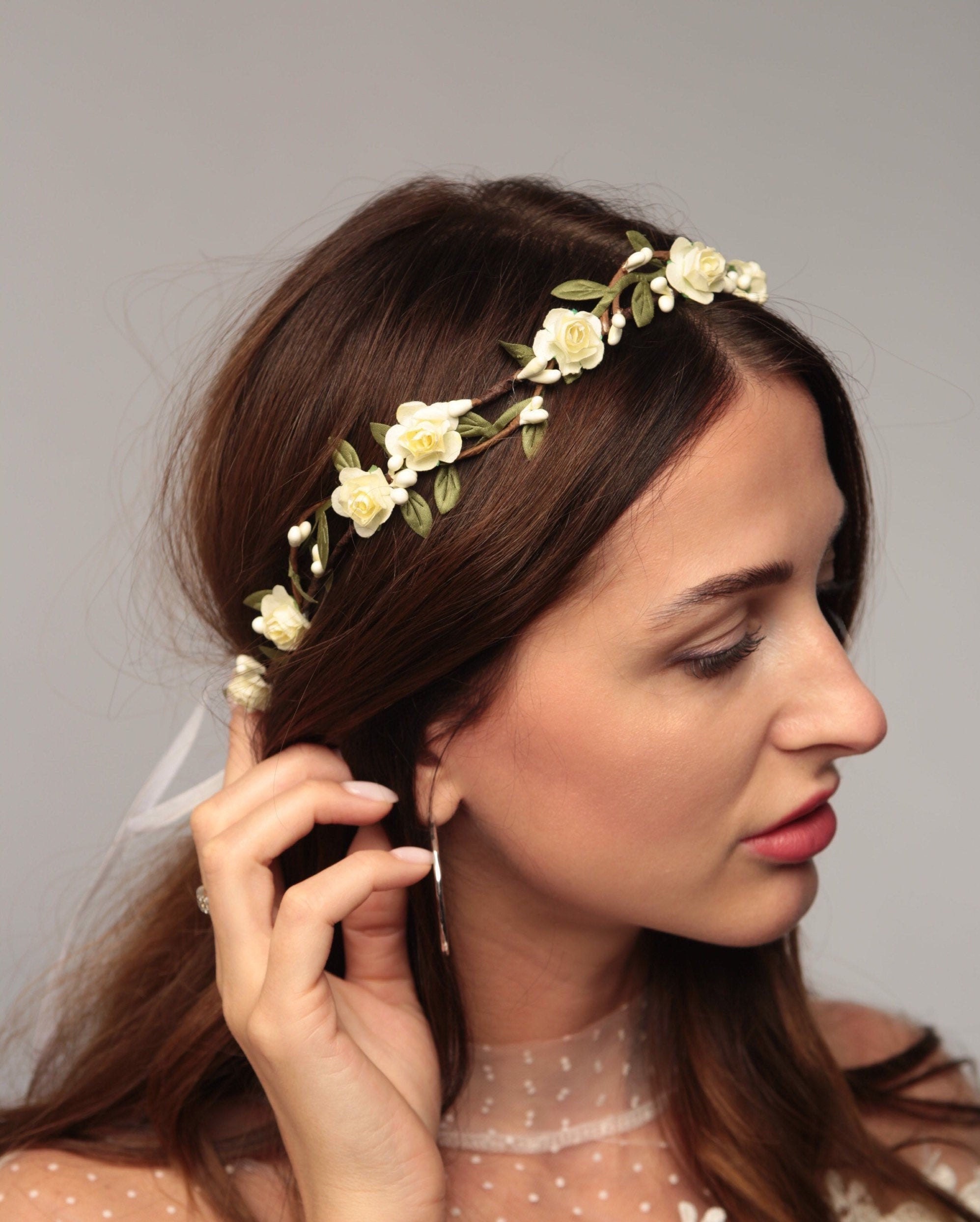 Ivory flower crown wedding floral crown wedding headband | Etsy