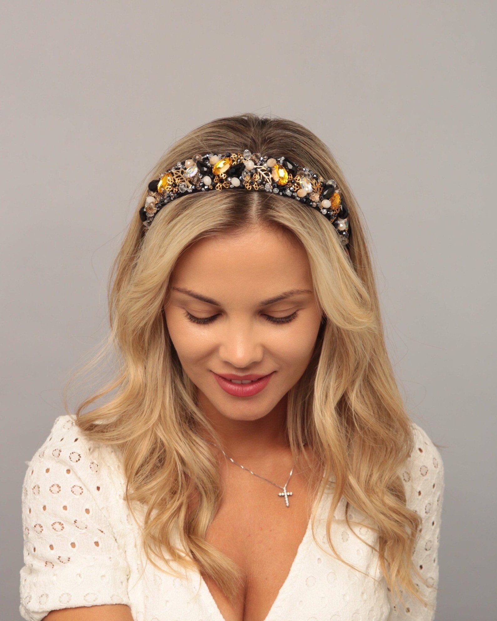 Black Gold Headband Jeweled Crown Baroque Headpiece Bridal | Etsy Black Gold Headband Jeweled Crown Baroque Headpiece Bridal | Etsy