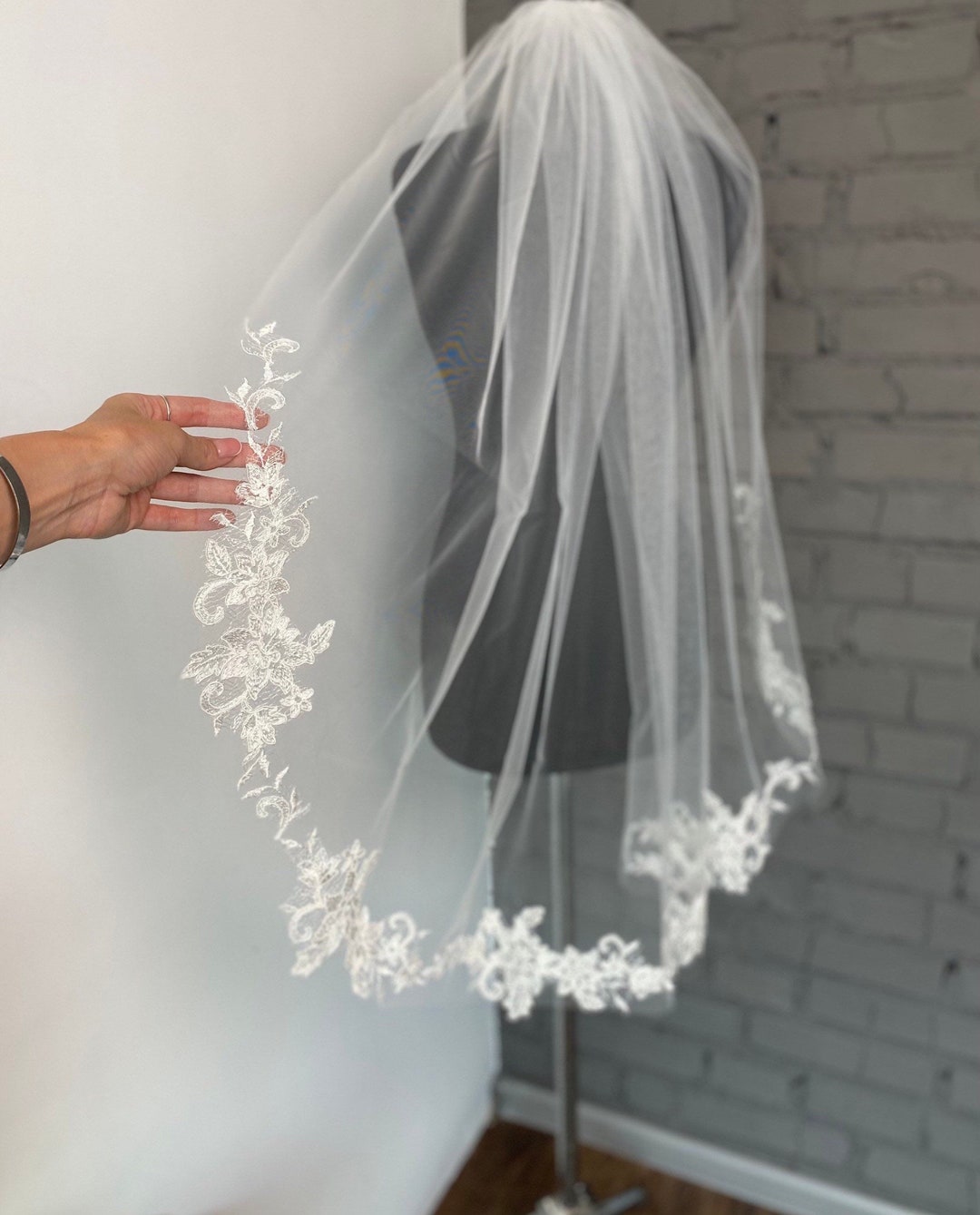 Wedding Lace Veil Wedding Cathedral Veil Comb Long Bridal Veil Tulle ...