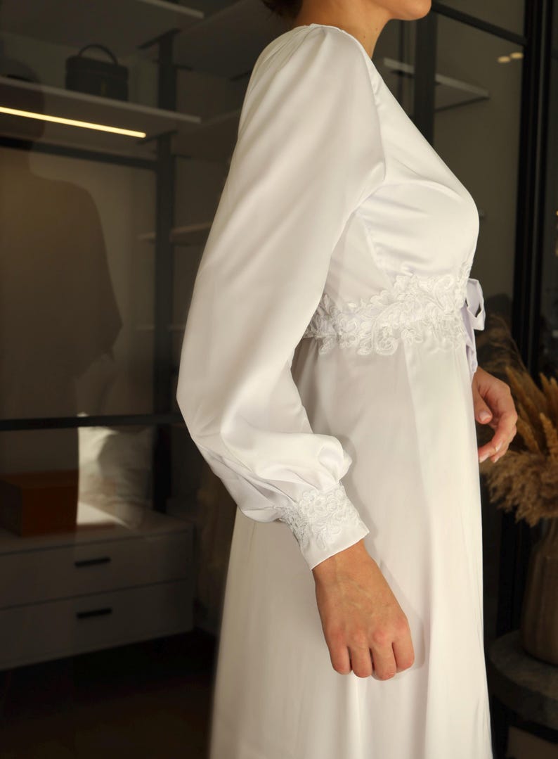 Silk Bridal Robe With Train Long Wedding Robes With Lace Cuffs - Etsy