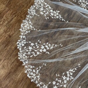 Wedding Veil Cathedral Veil Fingertip Veil Wedding Veil Lace Leaf Veil ...
