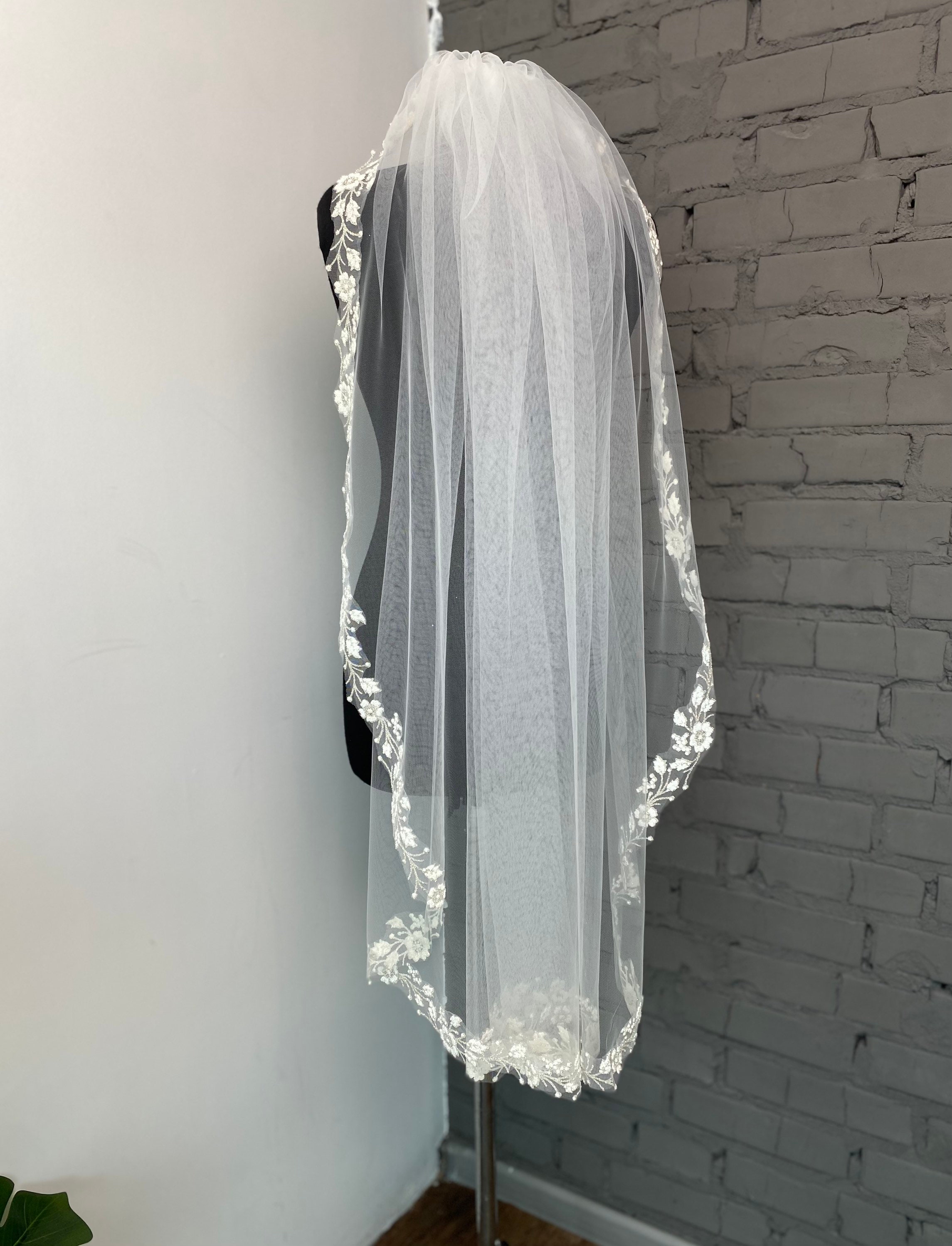 Veil Lace Trim Bridal Veil Lace Shimmer Lace Edge Wedding Veil - Etsy