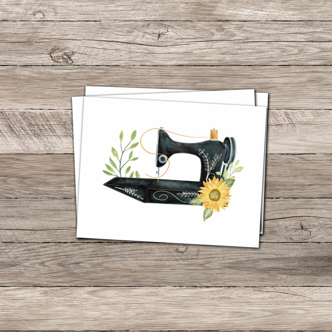 Antique Sewing Machine Sunflower Note Cards With Matching Envelopes - Etsy
