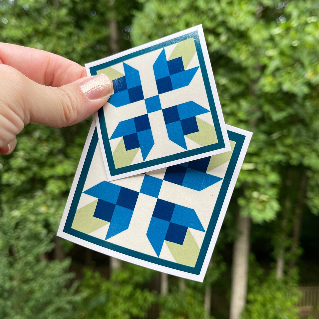 Blue Barn Quilt Block Star Pattern Vinyl Sticker, Quilters Gifts ...