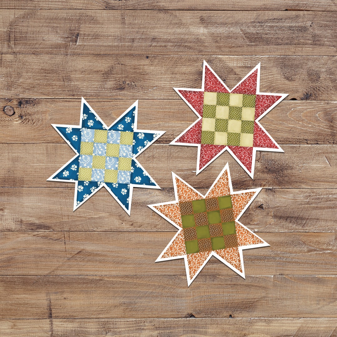 Sawtooth Star Quilt Block Sticker Set of 3, Planner, Quilting Journal ...