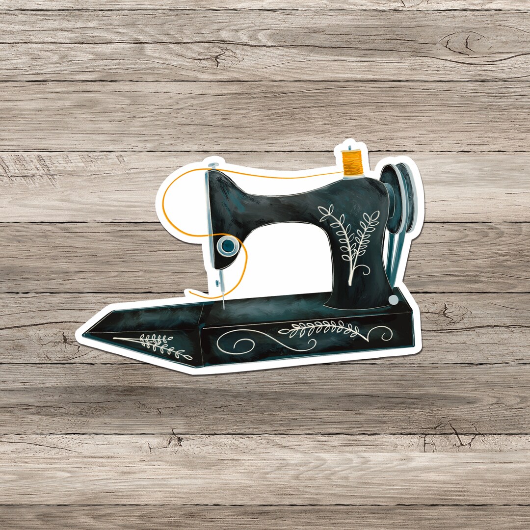 Antique Sewing Machine Sticker in Fall Colors for Laptops, Journals ...