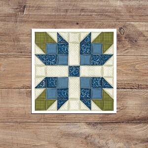 Floral Star Quilt Block Sticker, Planner, Quilting Journal, Blue Flower ...