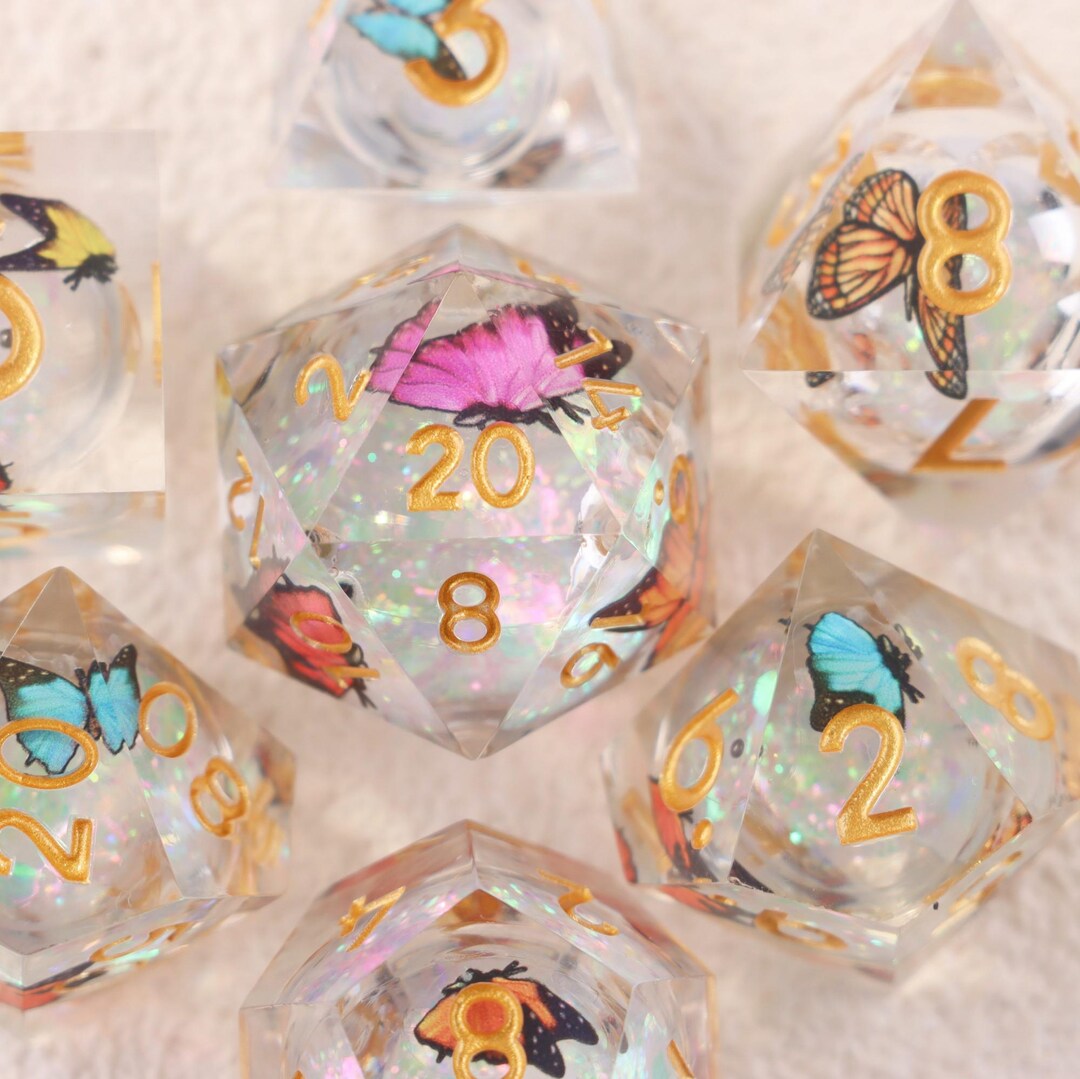 Butterfly Liquid Core Dnd Dice Set, Unique Dungeons and Dragons Dice ...