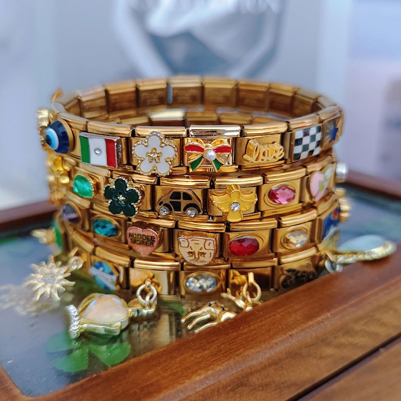 Custom Italian Charm Bracelet, Gold Italy Charms Bracelet, Italian ...