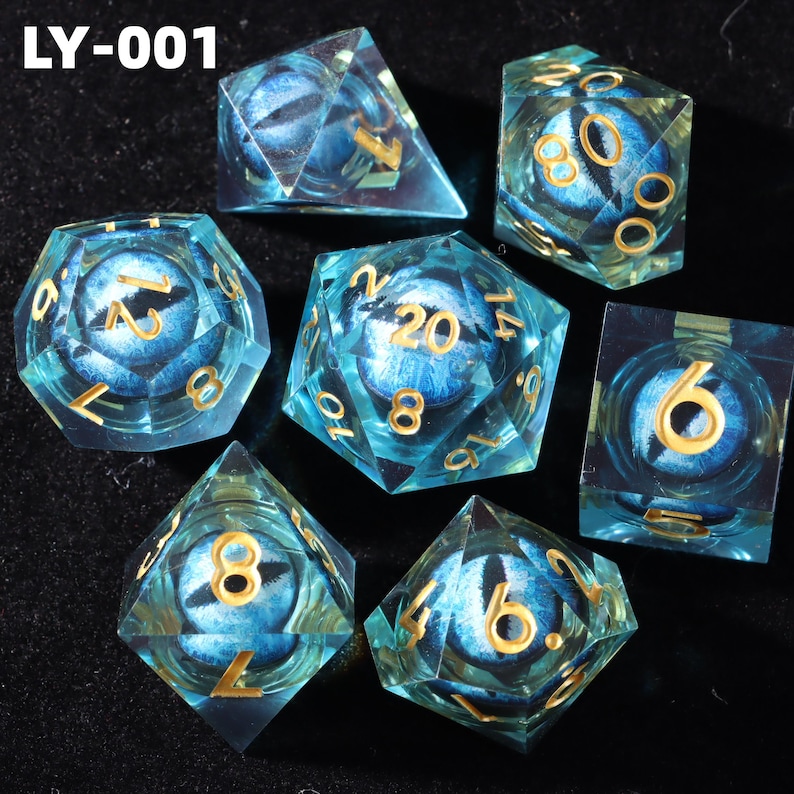 Green Dragon Eye Dice, Handmade Sharp Edge Resin Dice for Dnd, RPG ...