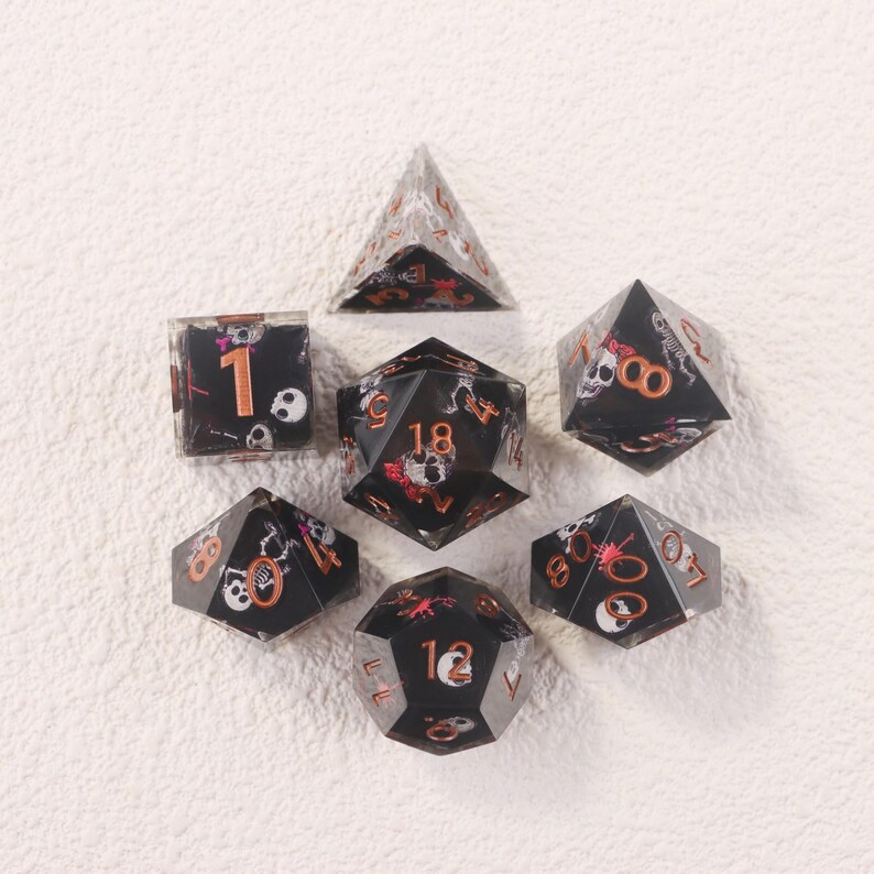 White Skull Resin Dice Set, DND Dice, Necromancer, Zombie, DND, D20, D6 ...