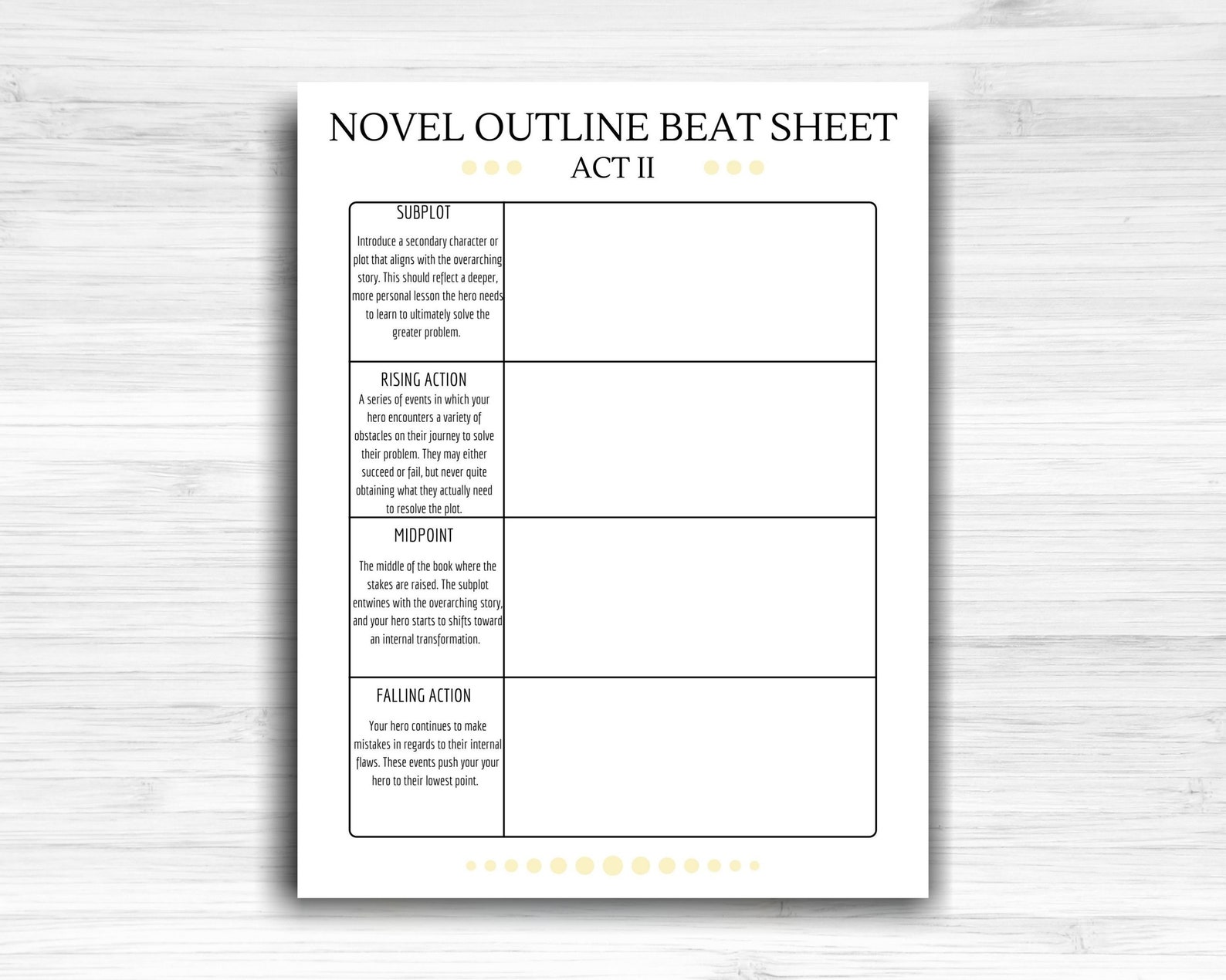 3 Page Novel Outline Beat Sheets | Writing Template | Nanowrimo | Novel ...
