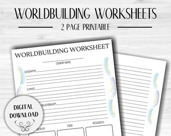 Worldbuilding Worksheet Writing Template Nanowrimo | Etsy