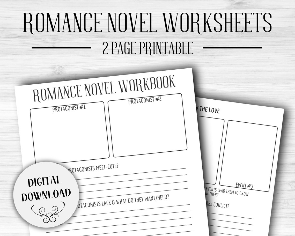 2 Page Romance Novel Worksheets Writing Template Nanowrimo Chapter
