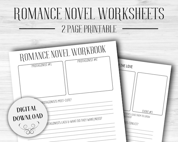 2 Page Romance Novel Worksheets Writing Template Nanowrimo - Etsy