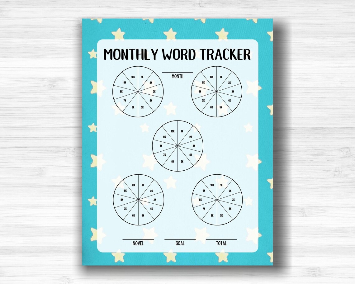 Starlight Word Count Printable Word Tracker for Writers - Etsy