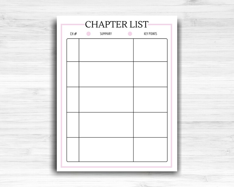 2 Page Chapter Organization Worksheet | Writing Template | Nanowrimo ...