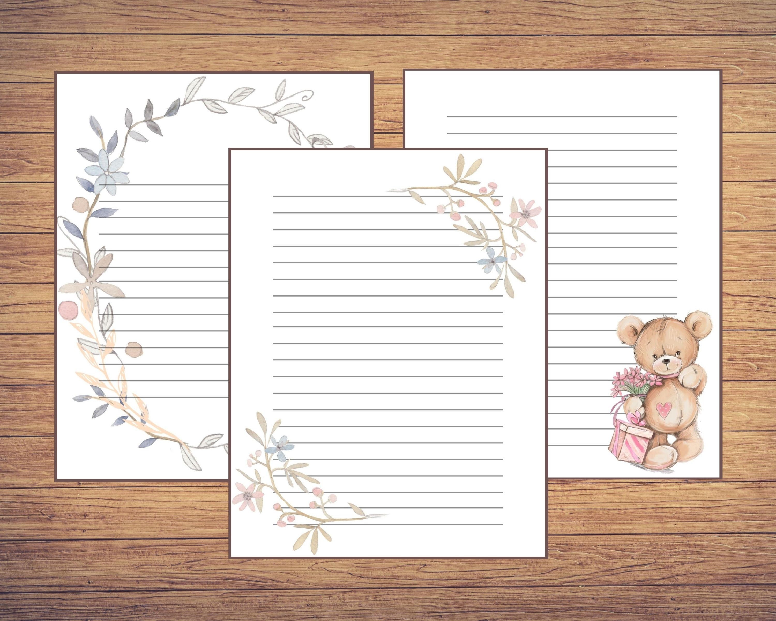 Teddy Bears Stationery Digital Download Printable Letter Set Writing ...