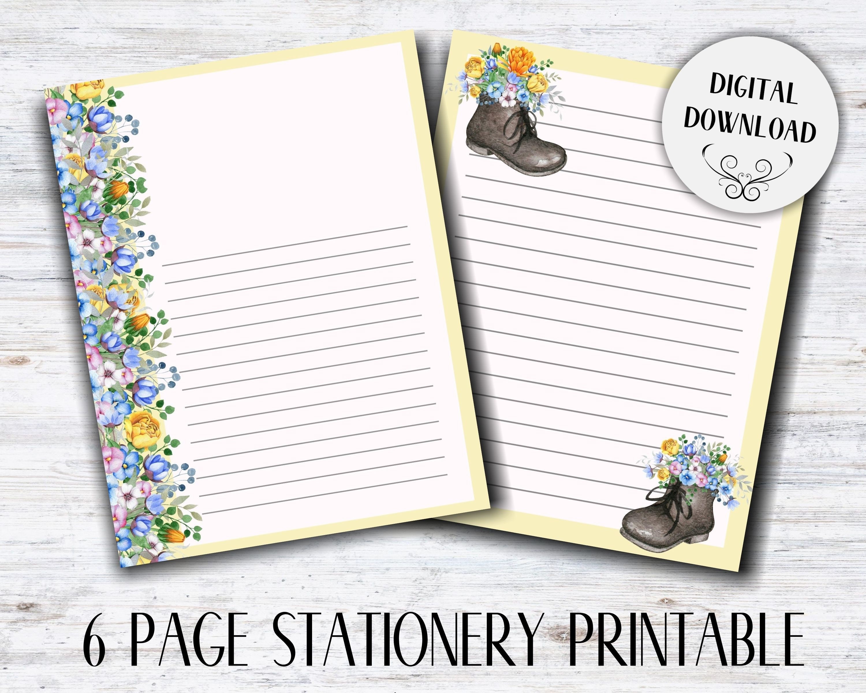 April Showers Stationery Digital Download Printable Letter Set Writing ...