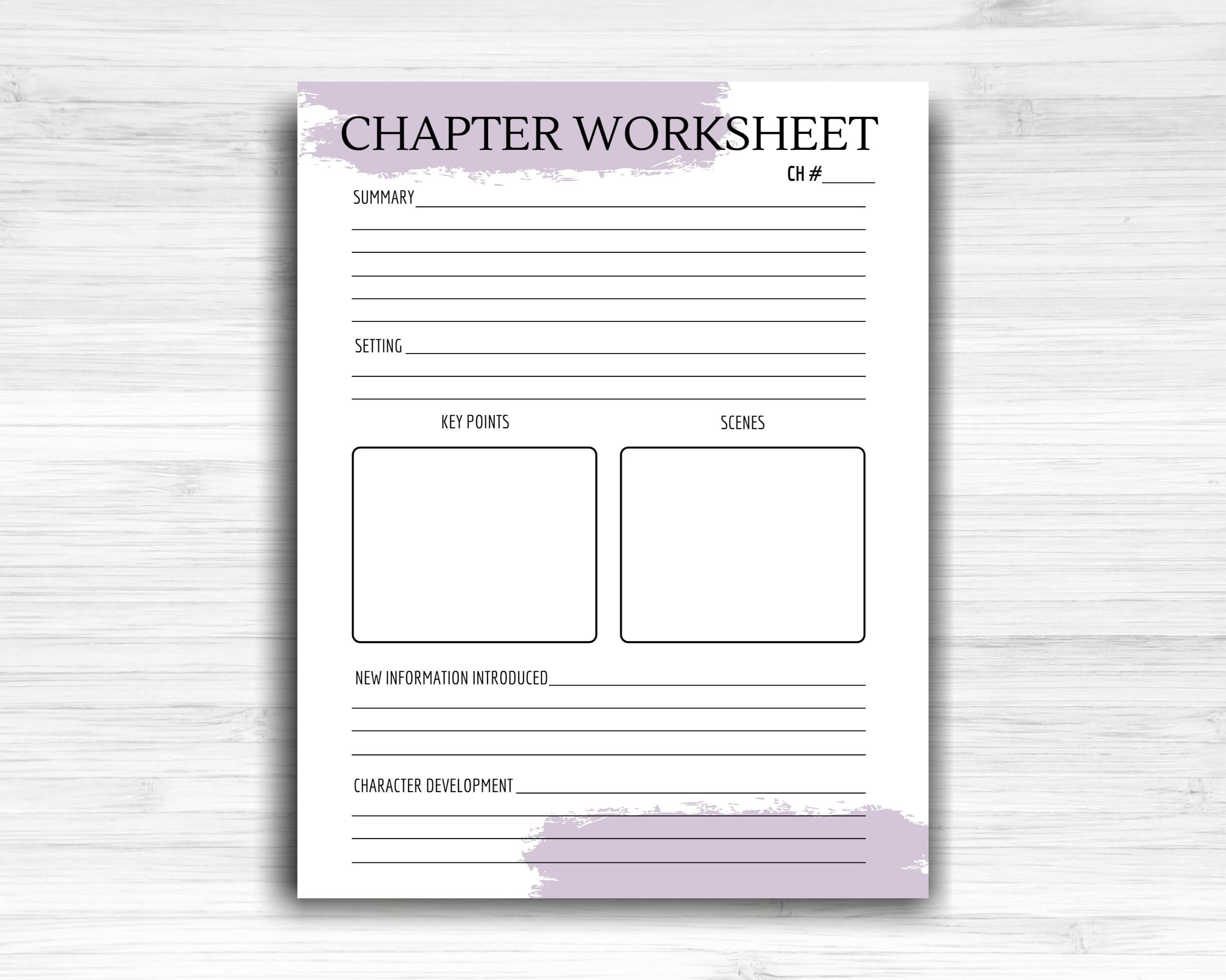 2 Page Chapter Organization Worksheet | Writing Template | Nanowrimo ...