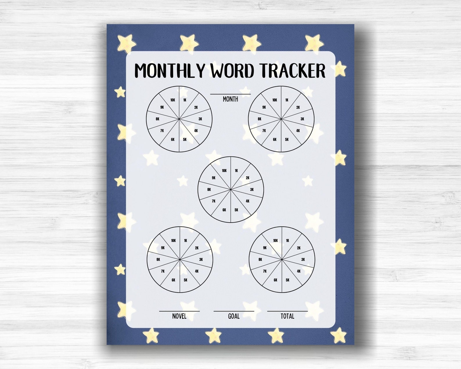 Starlight Word Count Printable Word Tracker for Writers - Etsy