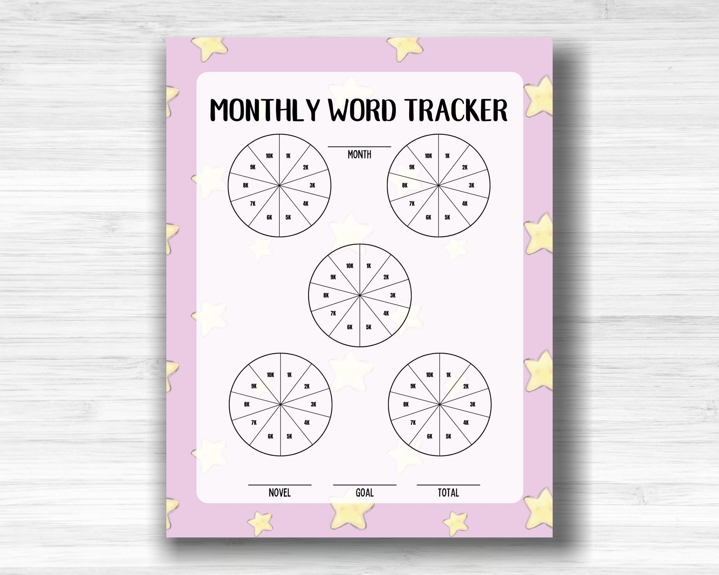 Buy Starlight Word Count Printable Word Tracker for Writers Monthly ...