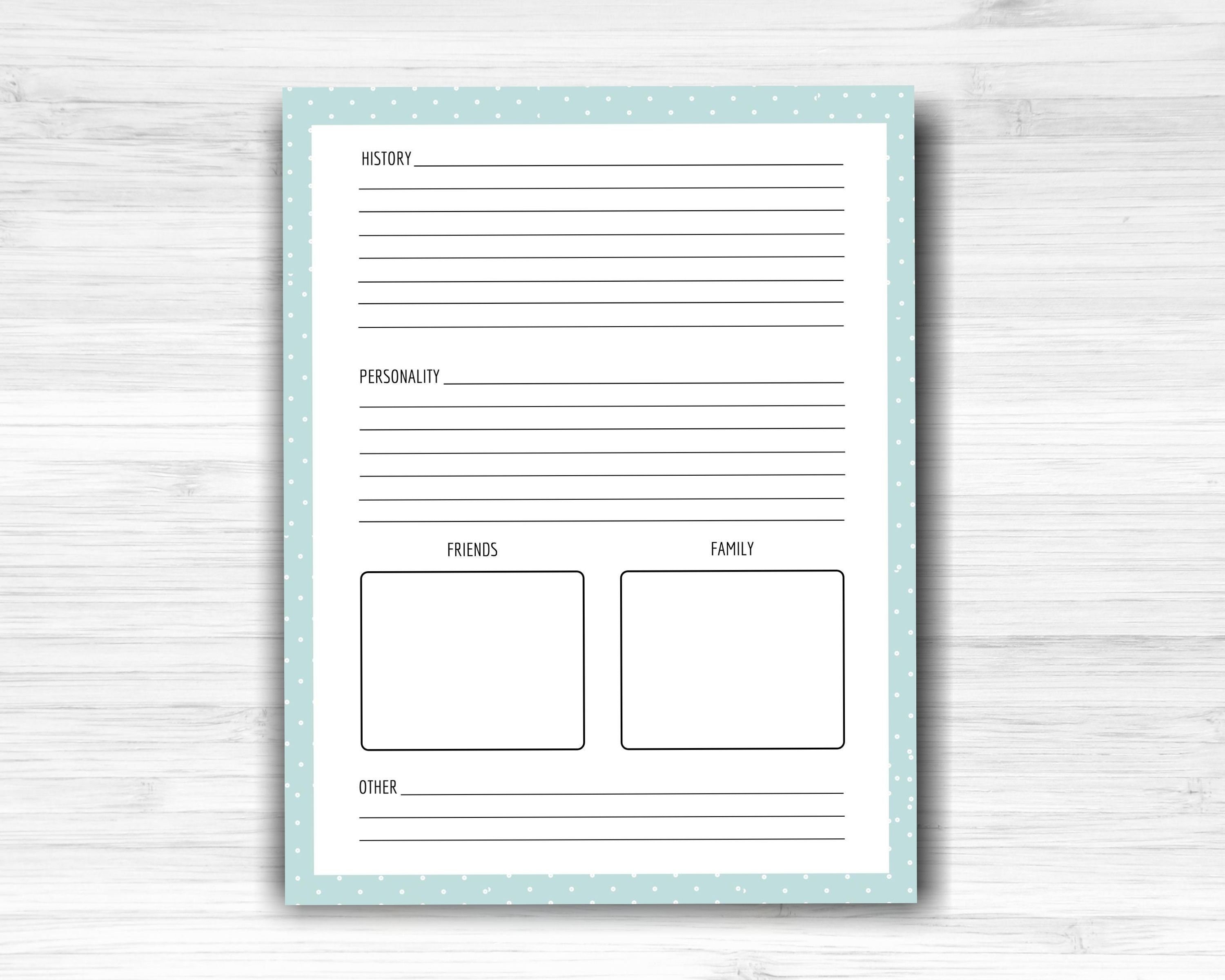 Character Profile Worksheet | Writing Template | Nanowrimo | Character ...