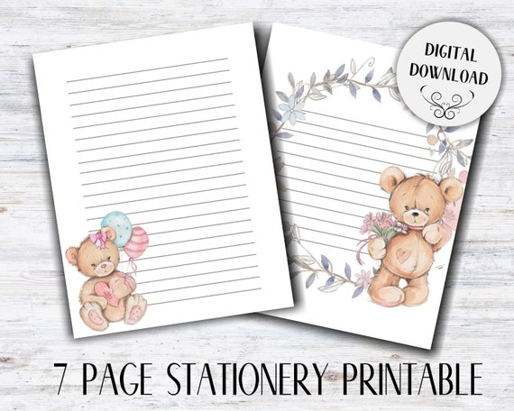 Teddy Bears Stationery Digital Download Printable Letter - Etsy