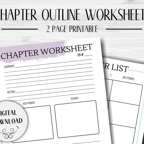 2 Page Chapter Organization Worksheet Writing Template - Etsy