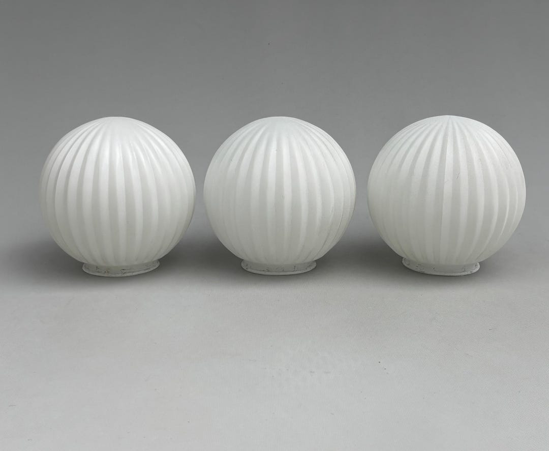 Three Ribbed Glass Globes for Ceiling Lights - Mid Century Modern - Etsy
