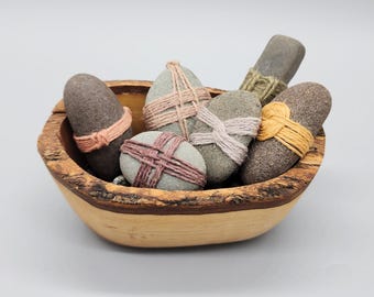 Leather Wrapped Rock ,grounding Stone, Spiritual Healing Stone ...