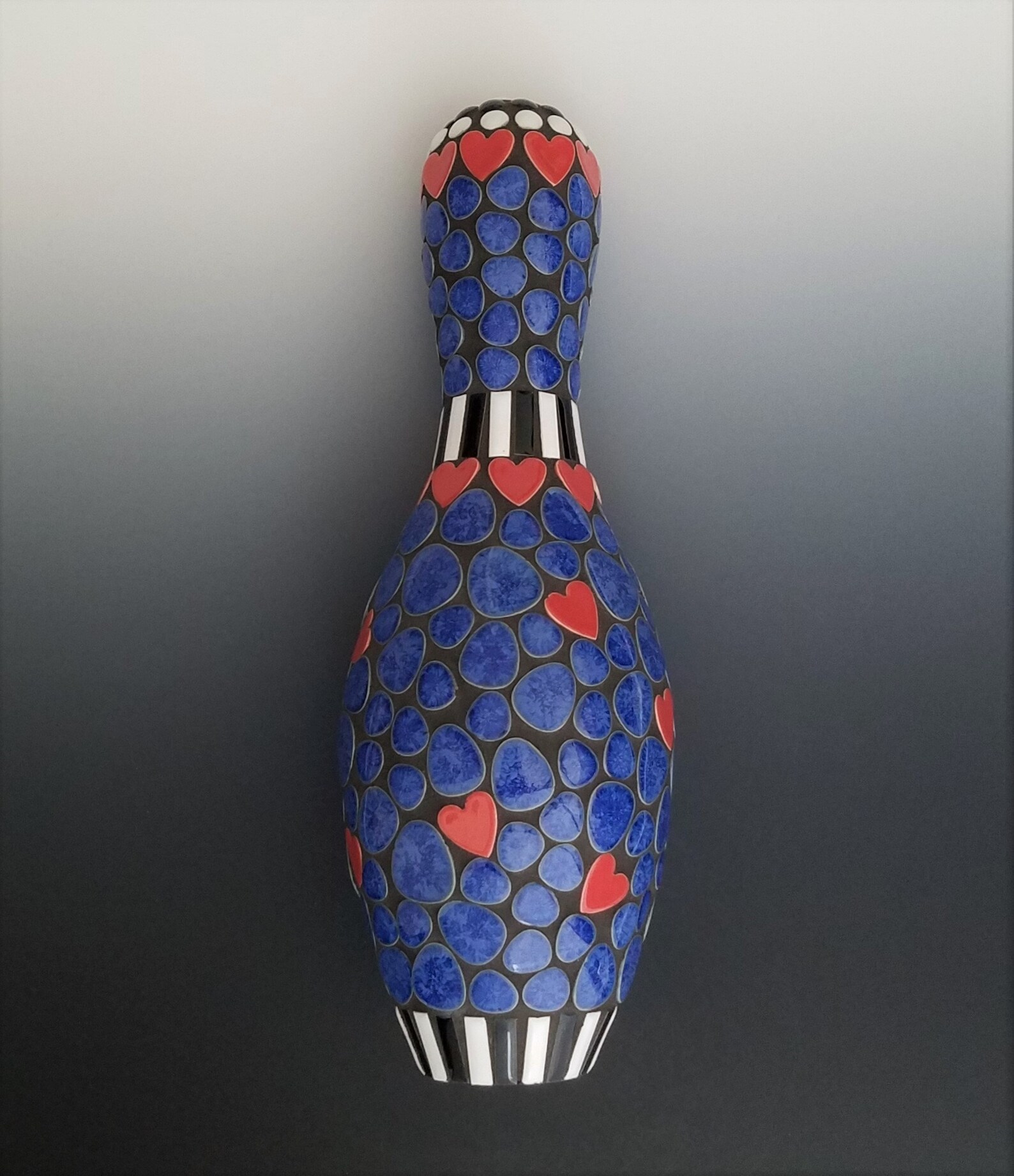 Mosaic Bowling Pin-bowling Pin With Hearts-bowler Gift Idea-valentines ...