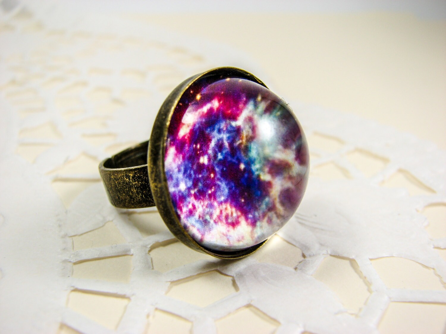 Galaxy ring Statement ring Big ring Nebula ring Space | Etsy