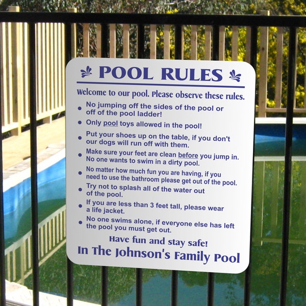 Pool Rules Sign - Etsy