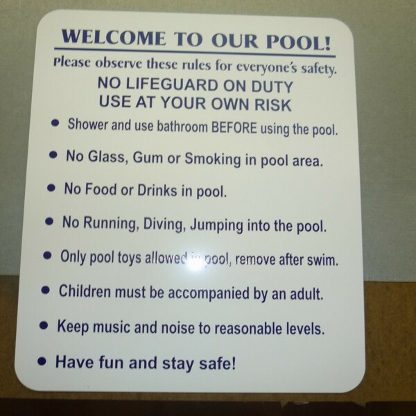 Pool Rules Sign - Etsy