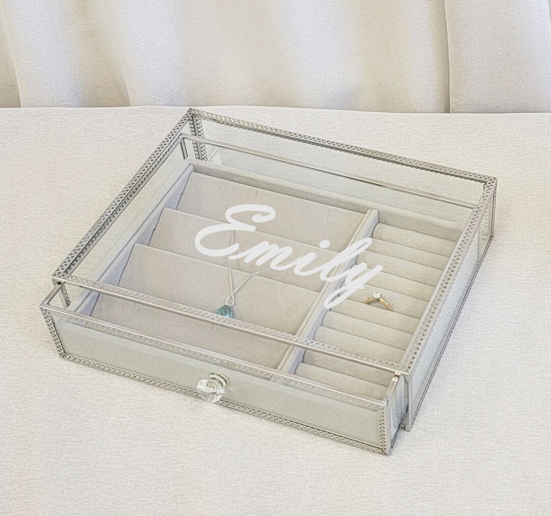 Personalized Gift Elegant Glass Jewelry Box Storage Organizer - Etsy