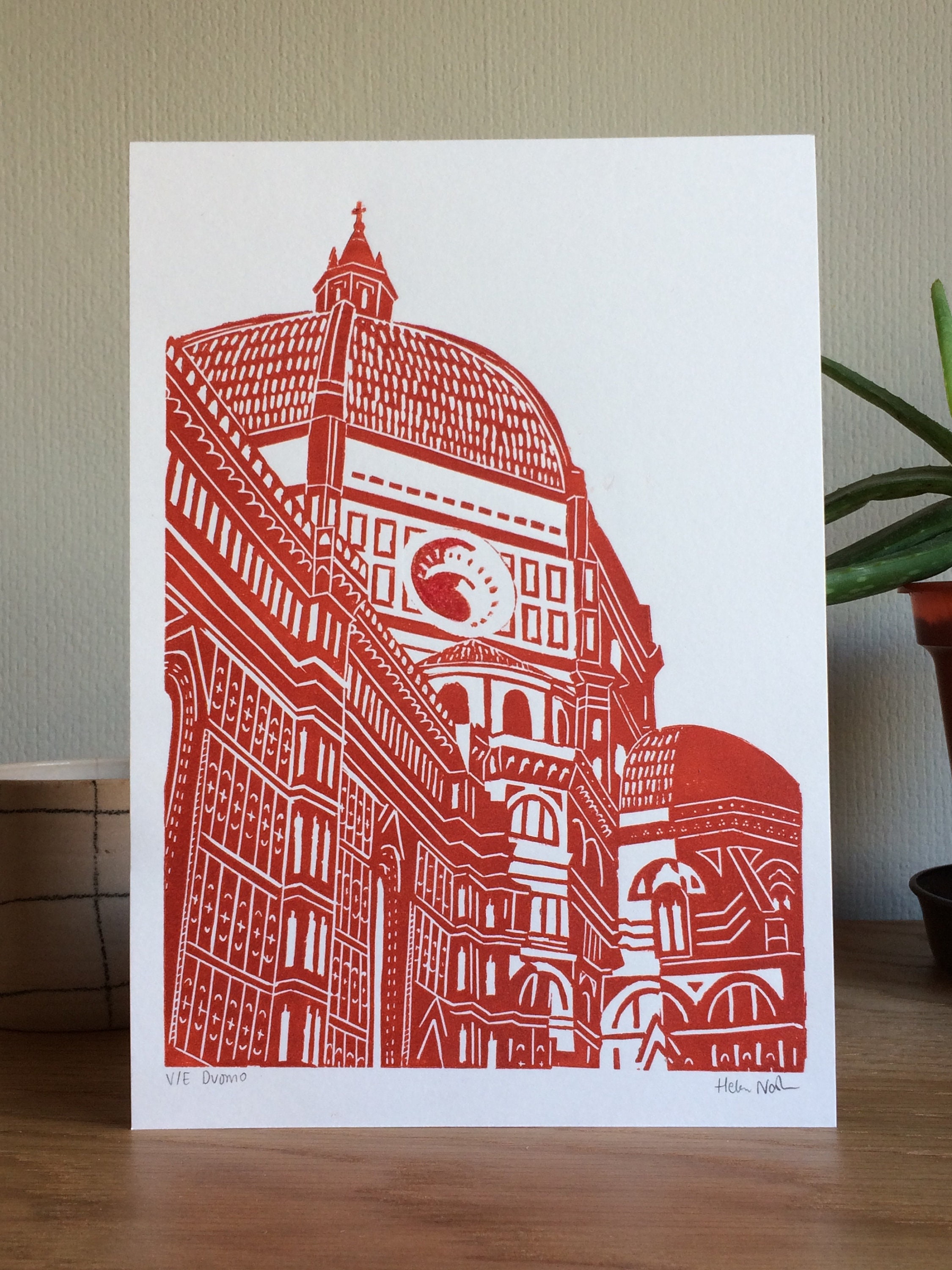 Florence Duomo Linocut Print - Etsy