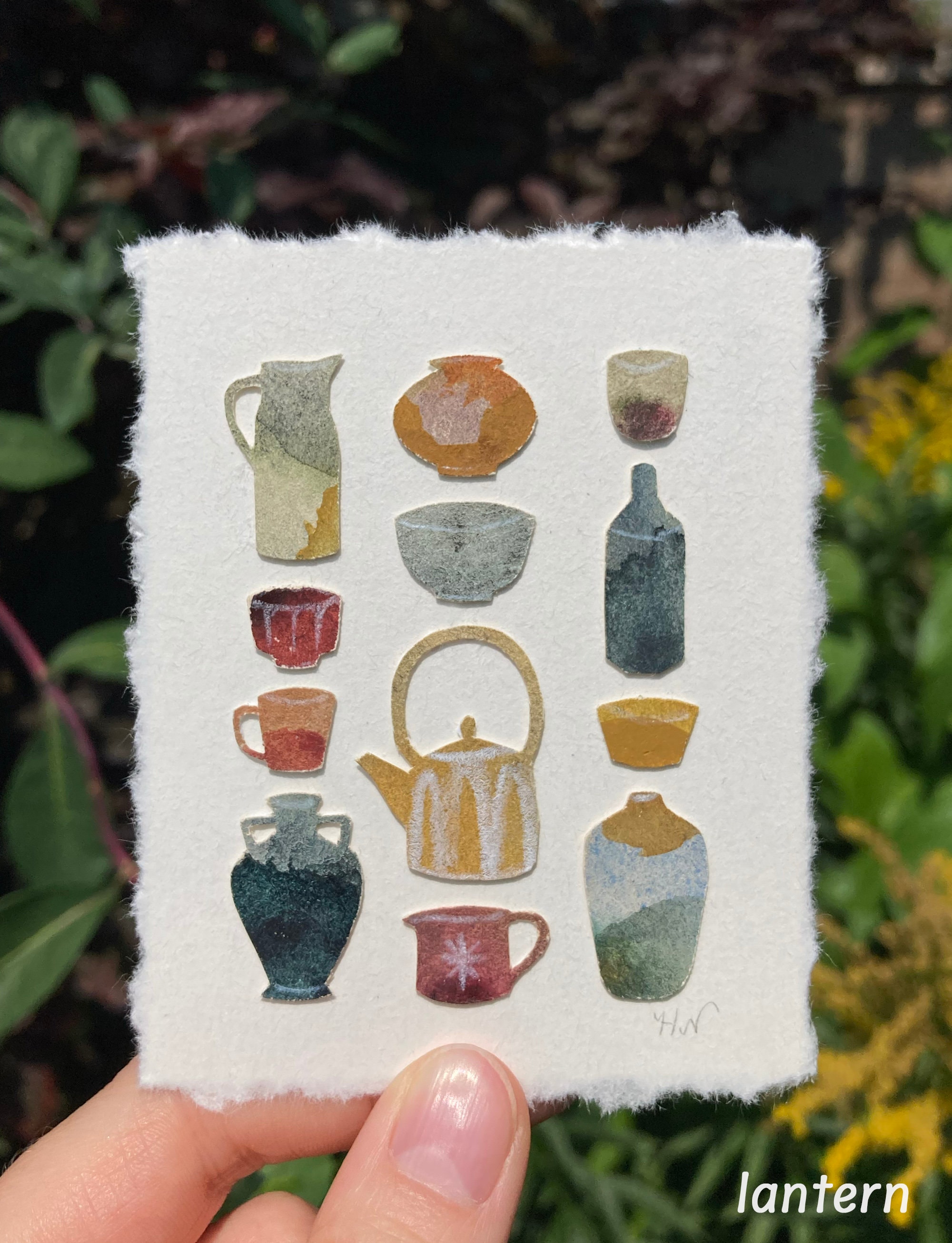 Pottery Collages - Handmade Watercolour Collage Artworks - Etsy