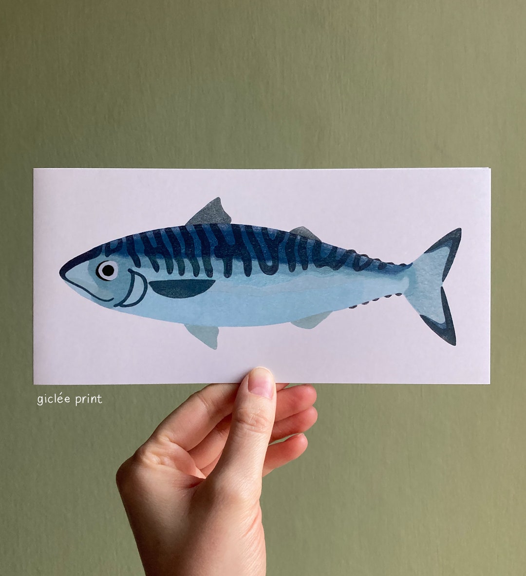 Mackerel Linocut Fish Greetings Card - Etsy