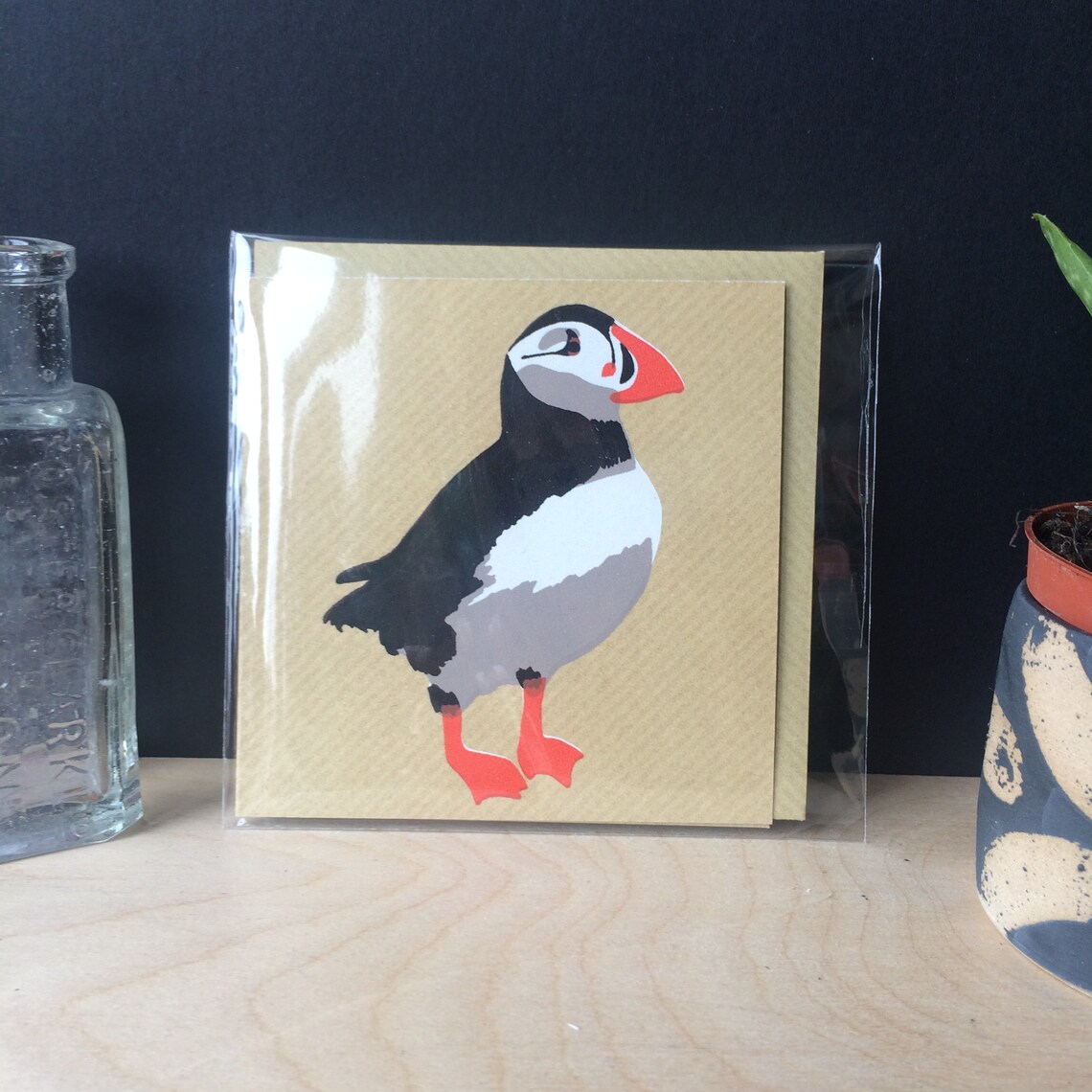 Screenprinted Puffin Card - Etsy