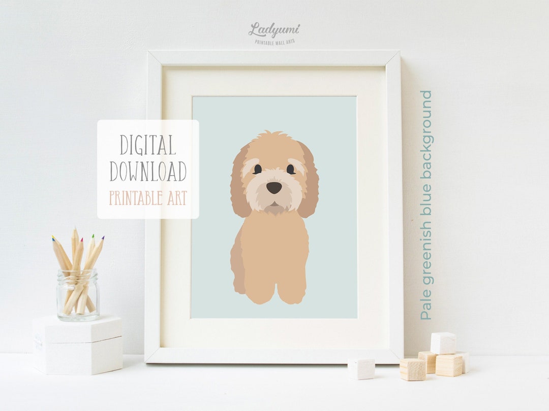 Golden Doodle Printable Art, Nursery Decor Puppy, Cute Dog Print, Baby ...