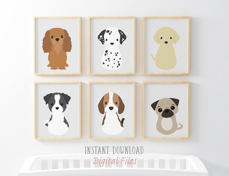 Dog Breeds Nursery Art Print Set: Puppy Wall Decor (digital Download ...