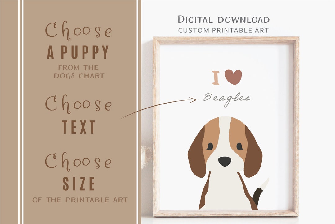 Custom Puppy Art, Dog Print, Gift for Dog Lovers, Dog Themed Nursery ...